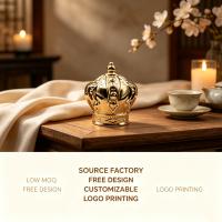 China Crown Shape Zinc Alloy Perfume Cap Luxury Gold Plated Metal Perfume Bottle Lid Custom Logo For Fragrance Cosmetic Packaging Magnetic for sale