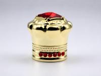 China High quality Crown Shape Zinc Alloy Perfume Cap Luxury Gold Plated Perfume Bottle Lid With Blue Gemstone Decoration Custom Logo for sale