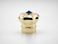 China High quality Crown Shape Zinc Alloy Perfume Cap Luxury Gold Plated Perfume Bottle Lid With Blue Gemstone Decoration Custom Logo for sale