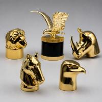 China Luxury Animal Head Zamac Perfume Cap Gold Plated Lion Horse Eagle Rhino Metal Perfume Bottle Lid Custom Logo For Fragrance Bottle for sale