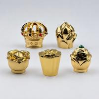China Luxury Gold Plated 3D Floral Zamac Perfume Cap, Rose Lotus Flower Sculpture Metal Perfume Closure Custom Logo For Women Luxury Perfume Bottles for sale