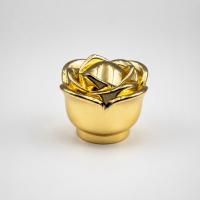 China Luxury Gold Plated 3D Floral Zamac Perfume Cap, Rose Lotus Flower Sculpture Metal Perfume Closure Custom Logo For Women Luxury Perfume Bottles for sale