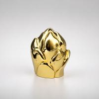 China Luxury Gold Plated 3D Floral Zamac Perfume Cap, Rose Lotus Flower Sculpture Metal Perfume Closure Custom Logo For Women Luxury Perfume Bottles for sale