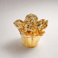China Luxury Gold Plated 3D Floral Zamac Perfume Cap, Rose Lotus Flower Sculpture Metal Perfume Closure Custom Logo For Women Luxury Perfume Bottles for sale