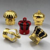 China Wholesale 3D Crown Zinc Alloy Perfume Cap Enamel Painted Rhinestone Decor Metal Perfume Bottle Closure Custom Logo Accept for sale