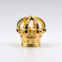 China Wholesale 3D Crown Zinc Alloy Perfume Cap Enamel Painted Rhinestone Decor Metal Perfume Bottle Closure Custom Logo Accept for sale