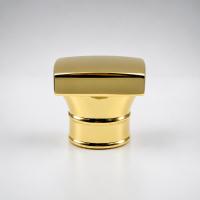 China Wholesale Zinc Alloy Perfume Cap Square Rectangle Shape Gold Plated Velvet Decor Perfume Bottle Closure Custom Logo Accept for sale