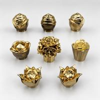 China Luxury Gold Plated 3D Floral Zamac Perfume Cap, Rose Lotus Flower Sculpture Metal Perfume Closure Custom Logo For Women Luxury Perfume Bottles for sale