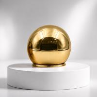 China Glossy Gold Sphere Zamac Perfume Cap | Round Ball Metal Fragrance Bottle Lid Custom Logo for sale