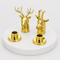 China Detachable Deer Antelope Head Zamac Perfume Cap Zinc Alloy 3D Animal Sculpture Gold Plated Fragrance Bottle Lid Custom Logo Fits 15mm FEA Neck for sale