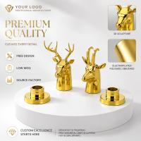 China Detachable Deer Antelope Head Zamac Perfume Cap Zinc Alloy 3D Animal Sculpture Gold Plated Fragrance Bottle Lid Custom Logo Fits 15mm FEA Neck for sale