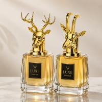 China Detachable Deer Antelope Head Zamac Perfume Cap Zinc Alloy 3D Animal Sculpture Gold Plated Fragrance Bottle Lid Custom Logo Fits 15mm FEA Neck for sale