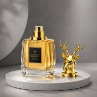 China Detachable Deer Antelope Head Zamac Perfume Cap Zinc Alloy 3D Animal Sculpture Gold Plated Fragrance Bottle Lid Custom Logo Fits 15mm FEA Neck for sale