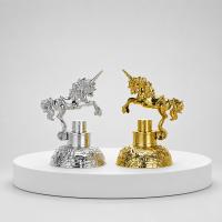 China 3D Unicorn Zamac Perfume Cap Zinc Alloy Decorative Metal Fragrance Bottle Lid Gold Silver Plating Custom Logo for sale