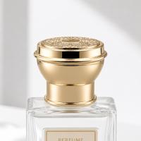 China Custom Zinc Alloy Perfume Cap Luxury Zamac Metal Fragrance Bottle Lid Round Top Electroplated Gold Silver Rose Gold Black Supply for sale