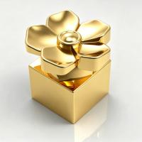 China Flower Shape Zinc Alloy Perfume Cap, Square Base Zamak Metal Lid for FEA15 Perfume Bottle for sale