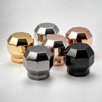 China Factory Wholesale Multi‑Faceted Diamond Ball Shape Zamac Perfume Cap 3D Geometric Cut Metal Perfume Bottle Cover Gold Silver Rose Gold Black Gunmetal Custom Logo for sale