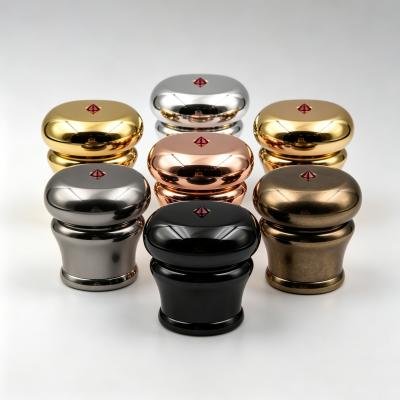 China Factory Wholesale Inlaid Diamond Rhinestone Zamac Perfume Cap Oval Bulb Top Curved Body Metal Perfume Bottle Cover Multi Colors Custom Logo OEM for sale