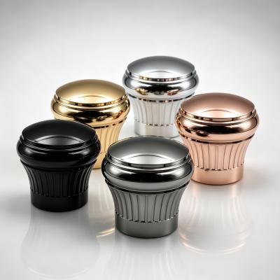 China Factory Wholesale Vertical Grooved Zamac Perfume Cap Round Dome Top Metal Perfume Bottle Cover Gold Silver Rose Gold Black Gunmetal Custom Logo for sale