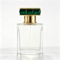 China Luxury Horizontal Rectangle Top Zinc Alloy Perfume Cap Faceted Color Inlay Gold Plated Frame Zamac Perfume Bottle Lid Custom Logo OEM ODM for sale