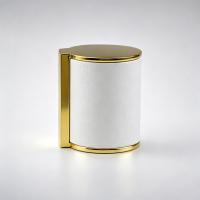 China Leather Wrapped Cylindrical Zinc Alloy Perfume Cap Metal Trim Zamac Lid Custom Logo For Fragrance Bottle OEM for sale