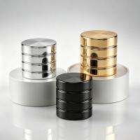 China Luxury Multi Layer Stacked Round Zinc Alloy Perfume Cap Cylindrical Zamac Lid Mirror Electroplating Custom Logo OEM for sale