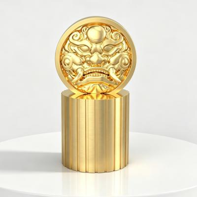 China Custom Any Shape Zamac Zinc Alloy Perfume Cap | Embossed Beast Face Luxury Metal Perfume Bottle Lid for sale
