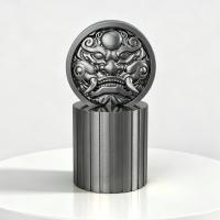 China Custom Any Shape Zamac Zinc Alloy Perfume Cap | Embossed Beast Face Luxury Metal Perfume Bottle Lid for sale