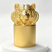China Tiger Head Zamac Zinc Alloy Perfume Cap | Luxury Animal Sculpture Bottle Lid for sale