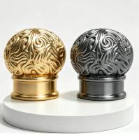 China Embossed Swirl Pattern Spherical Zamac Zinc Alloy Perfume Cap | Luxury Carved Bottle Lid for sale