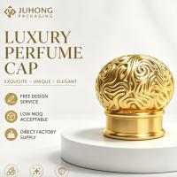China Embossed Swirl Pattern Spherical Zamac Zinc Alloy Perfume Cap | Luxury Carved Bottle Lid for sale