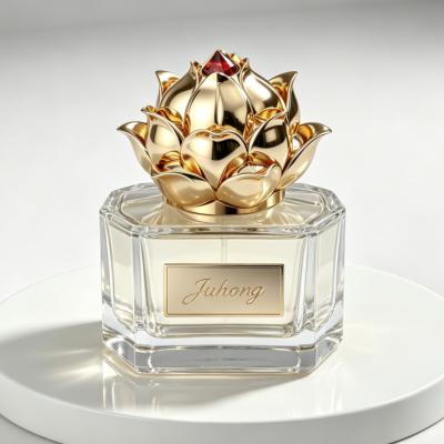 China Luxury Lotus Flower Zamac Perfume Cap for sale