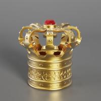 China Source Factory Luxury Royal Crown Zinc Alloy Perfume Cap FEA15 Fit Hollow Structure With Red Rhinestone Gem Embossed Pattern Zamac Perfume Bottle Lid Electroplating Custom Logo OEM ODM for sale