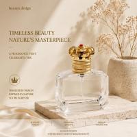 China Source Factory Luxury Royal Crown Zinc Alloy Perfume Cap FEA15 Fit Hollow Structure With Red Rhinestone Gem Embossed Pattern Zamac Perfume Bottle Lid Electroplating Custom Logo OEM ODM for sale