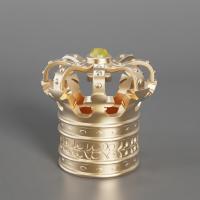 China Source Factory Luxury Royal Crown Zinc Alloy Perfume Cap FEA15 Fit Hollow Structure With Red Rhinestone Gem Embossed Pattern Zamac Perfume Bottle Lid Electroplating Custom Logo OEM ODM for sale