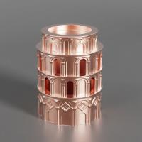 China Source Factory Leaning Tower Of Pisa Architectural Hollow Zinc Alloy Perfume Cap FEA15 Fit Multi‑Layer Arch Window Embossed Zamac Perfume Bottle Lid Rose Gold Plating Custom Logo OEM ODM for sale