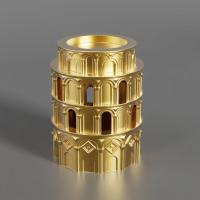 China Source Factory Leaning Tower Of Pisa Architectural Hollow Zinc Alloy Perfume Cap FEA15 Fit Multi‑Layer Arch Window Embossed Zamac Perfume Bottle Lid Rose Gold Plating Custom Logo OEM ODM for sale