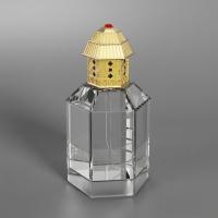 China Luxury Pavilion House Style Zamac Perfume Cap Hexagon Hollow Lattice Carving With Inlaid Pink Gem FEA15 Mouth Zinc Alloy Perfume Cover Light Gold Plating Custom Logo Source Factory for sale