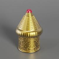 China Exotic Vintage Castle Style Zamac Perfume Cap Onion Dome Shape Embossed Floral‑Snowflake Texture With Inlaid Pearl FEA15 Mouth Zinc Alloy Perfume Cover Antique Gold Plating Custom Logo Source Factory for sale