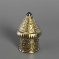 China Exotic Vintage Castle Style Zamac Perfume Cap Onion Dome Shape Embossed Floral‑Snowflake Texture With Inlaid Pearl FEA15 Mouth Zinc Alloy Perfume Cover Antique Gold Plating Custom Logo Source Factory for sale