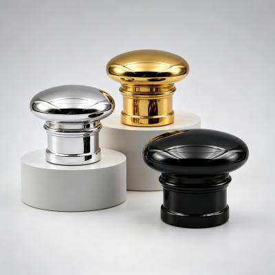 China FEA15 Zinc Alloy Perfume Cap Mushroom Dome Top Tiered Cylindrical Body Electroplated Metal Perfume Bottle Lid Custom Logo OEM ODM for sale