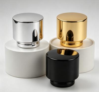 China FEA15 Zinc Alloy Perfume Cap Solid Cylinder Flat Top Electroplated Metal Perfume Bottle Lid Custom Logo OEM ODM for sale
