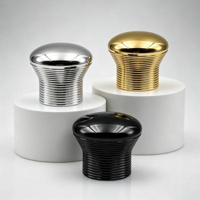 China FEA15 Zinc Alloy Perfume Cap Round Dome Top Vertical Ribbed Texture Electroplated Metal Perfume Bottle Lid Custom Logo OEM ODM for sale