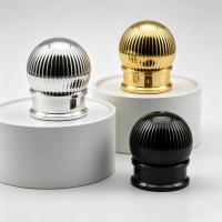 China FEA15 Zamac Perfume Cap Vertical Ribbed Spherical Top Electroplated Globe Shape Metal Perfume Bottle Lid Custom Logo OEM ODM Zinc Alloy Parfume Lid for sale