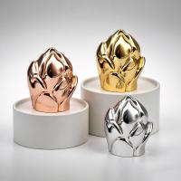 China Luxury FEA15 Perfume Bottle Cap Zinc Alloy 3D Embossed Floral Bud Top Electroplated Fragrance Bottle Lid Custom Zamac Perfume Cap for sale