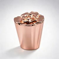 China FEA15 Zinc Alloy Perfume Cap 3D Rose Flower Top Tapered Cup‑Shaped Body Electroplated Metal Perfume Bottle Lid Custom Logo OEM ODM Zamac perfume Cap for sale