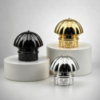 China FEA15 Zinc Alloy Perfume Cap Fluted Dome With Embossed Base Electroplated Perfume Bottle Cover Custom Logo Zamac perfume Cap for sale