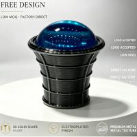China Luxury Black Brushed Zamac Perfume Cap With Blue Crystal Dome Top for sale