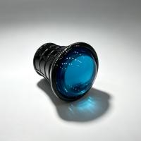 China Luxury Black Brushed Zamac Perfume Cap With Blue Crystal Dome Top for sale