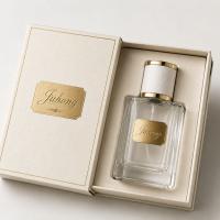 China Luxury Square Clear Glass Perfume Bottle With White Leather Wrapped Zamac Cap, Thick Base Empty Fragrance Spray Bottle, Custom Metal Logo Glass Perfume Container for sale